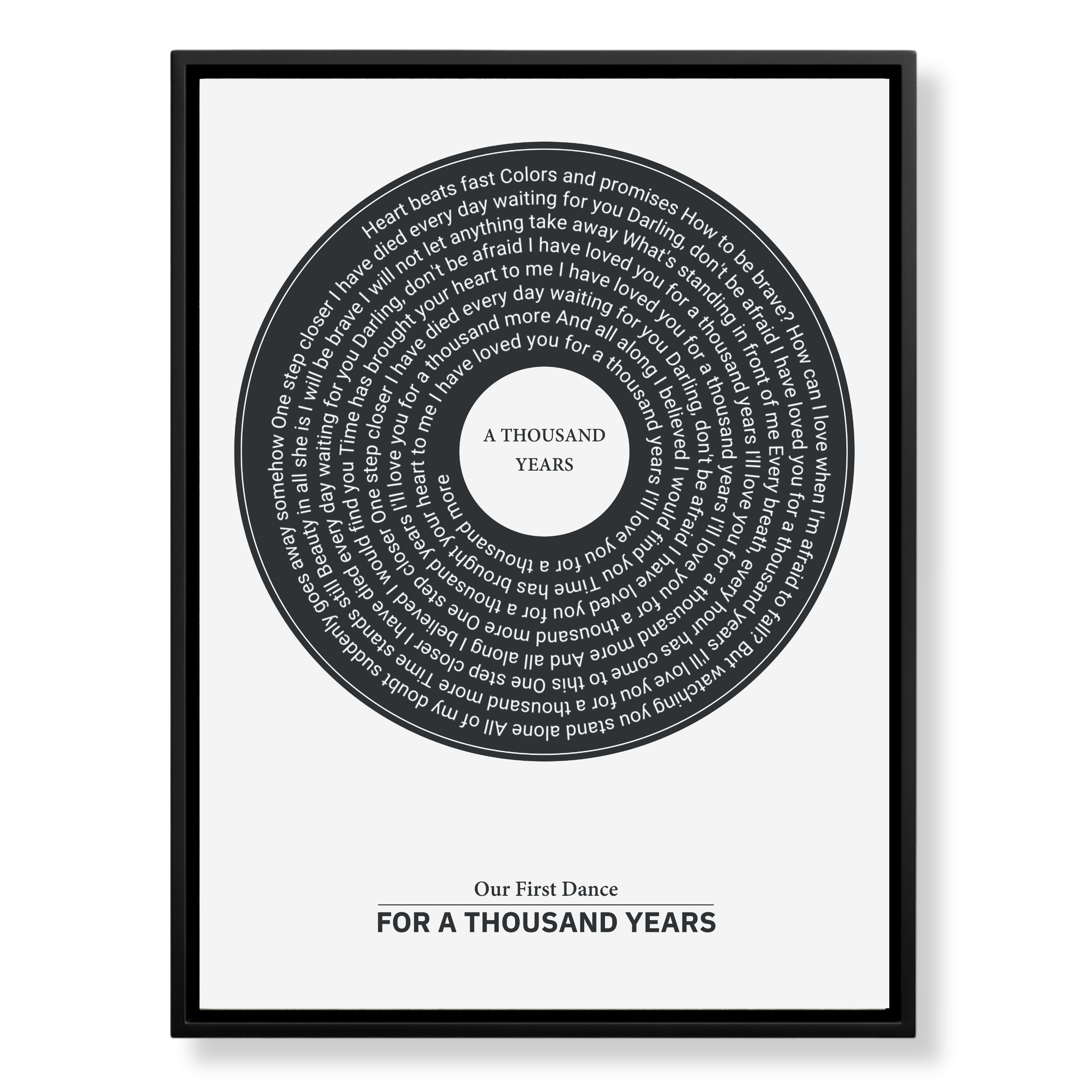 The Retro Song of Us — Colour Vinyl Spiral Lyrics Canvas – Print & Cherish
